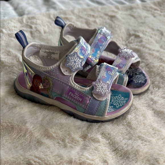 Disney | Shoes | Disney Purple And Blue Sparkly Sandals With Velcro ...